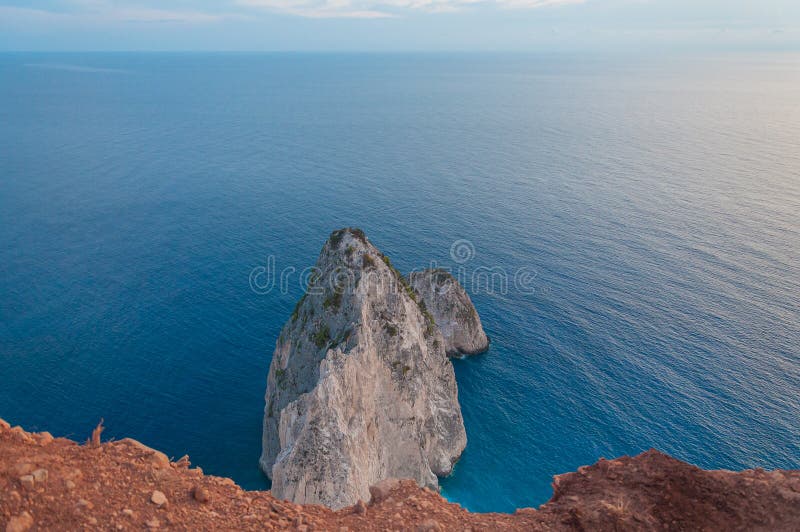Top View of the Two White Limestone Cliffs of Misithres, Zakynthos ...