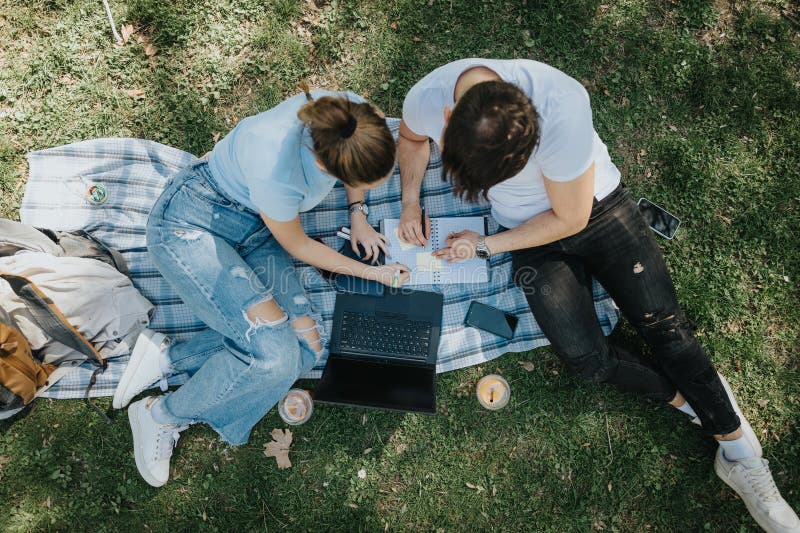 Students Studying Together Outdoors on a Sunny Day in the Park Stock ...