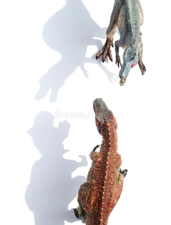 Top View Tyrannosaurus and Spinosaurus with Shadow Stock Photo - Image ...