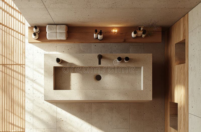 Top View of an Ultra-modern Rectangular Sink in a Minimalist Bathroom ...