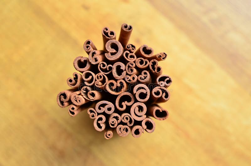 Top View of the Unique Curls of Cinnamon Sticks Stock Image - Image of ...