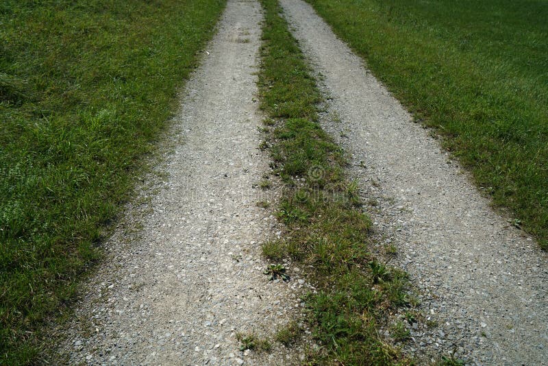 Top View of an Unpaved Road with Grass on Sides Stock Image - Image of ...