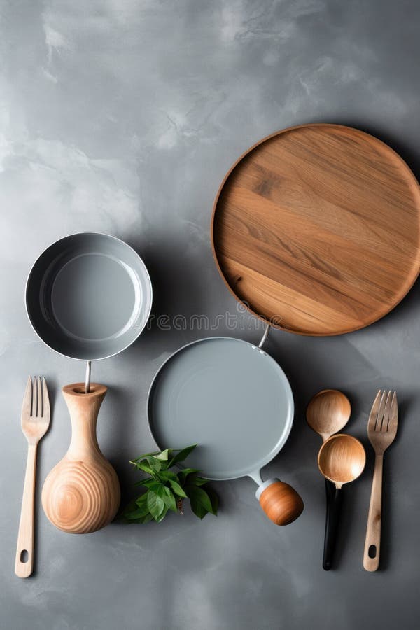 Top View of Utensils for Cooking Preparation on Kitchen Countertop. AI ...