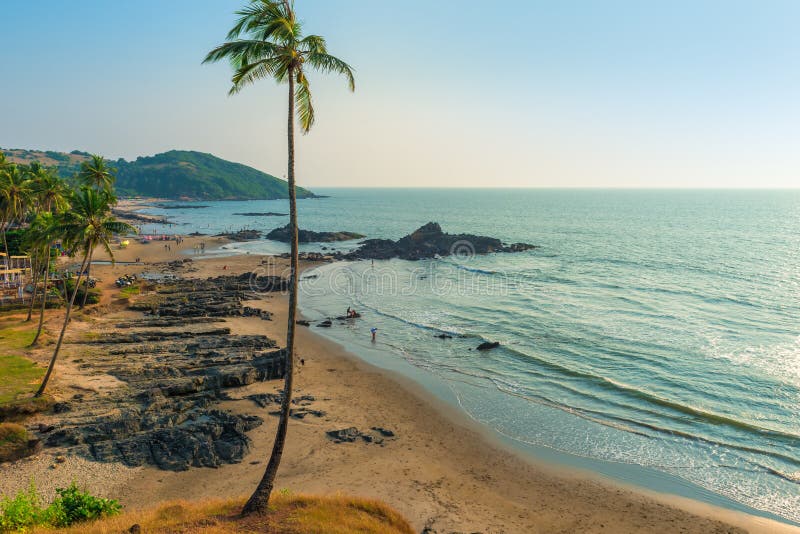 Top View of Vagator Beach in Goa Stock Photo - Image of remote ...