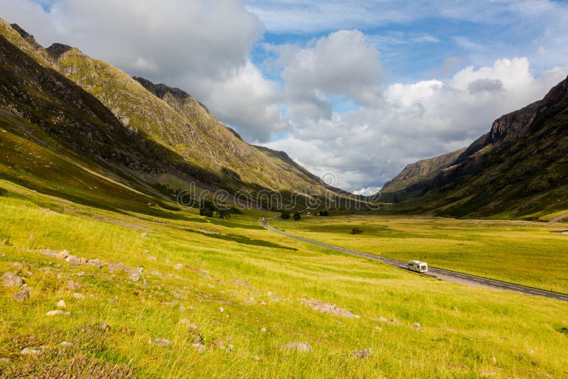 Top View on Valley and Mountains in Scottish Highlands Stock Image ...
