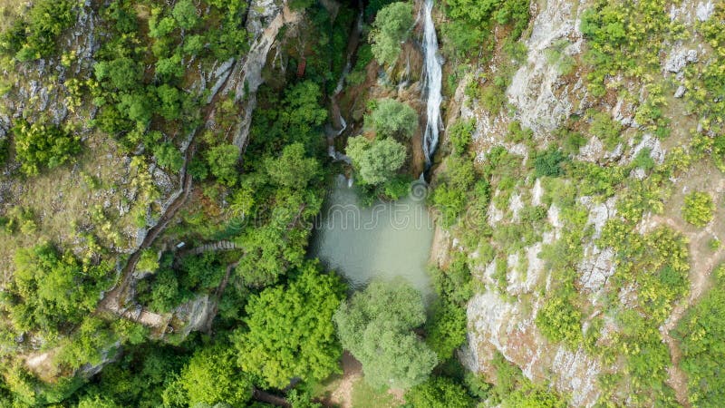 Top View with a Valley and Waterfall and Lots of Greenery Stock Image ...