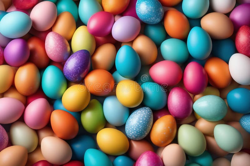 Top View of a Variation of Colorful Easter Eggs Stock Illustration ...