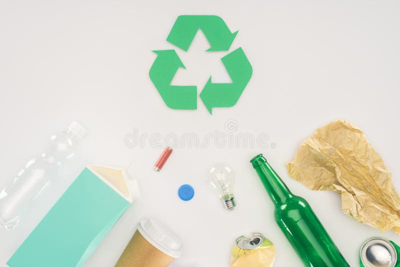 Top View of Trash Bin with Assorted Garbage Stock Image - Image of ...