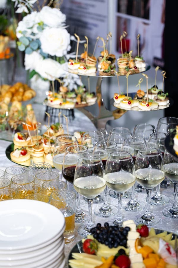 Top View of Various Canapes on the Buffet Table Stock Photo - Image of ...