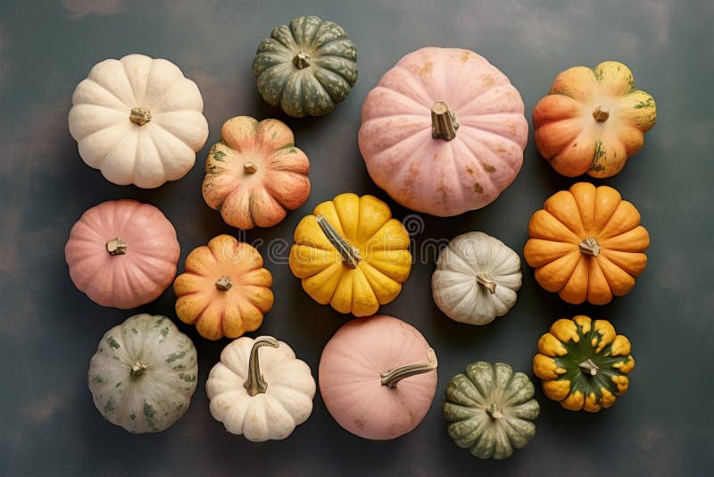 Top View of Various Different Colorful Small Pumpkins Stock ...