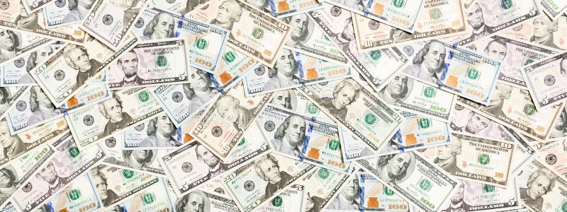 Top View of Various Dollar Cash Background. Different Banknotes Concept ...
