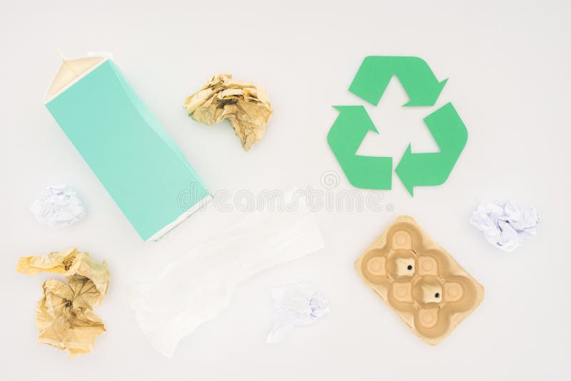 Top View of Trash Bin with Assorted Garbage Stock Image - Image of ...