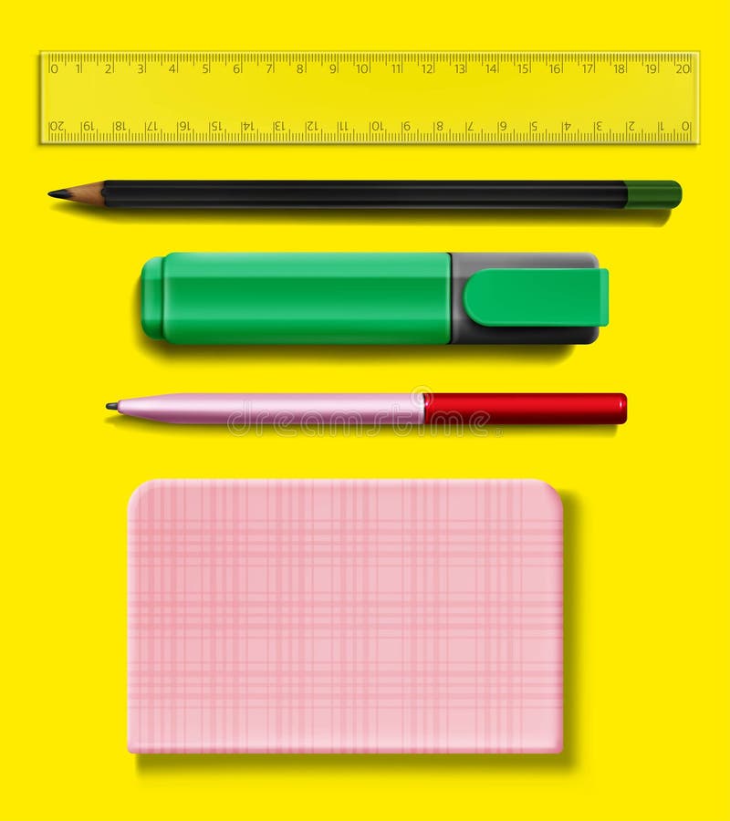 Top View Various School Supplies Vector Design Illustration Stock ...