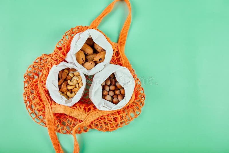 Top View of Various Sort of Nuts on the Table in a Paper Bag in ...