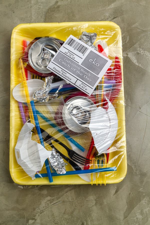 Top View Various Trash Wrapped in Plastic Film. Stock Photo - Image of ...