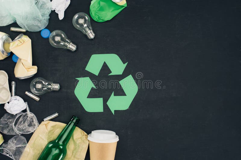 Top View of Trash Bin with Assorted Garbage Stock Image - Image of ...