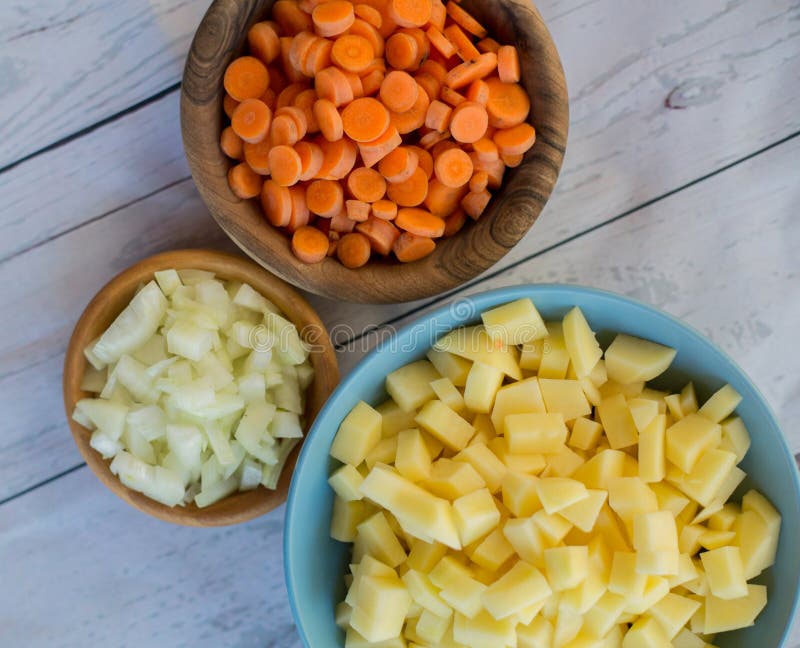 Top View of Various Vegetables Cut in Small Pieces Prepared for Veggie ...