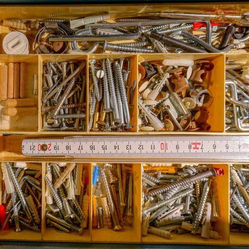Top View of the Various Working Tools in the Metal Toolbox Stock Photo ...