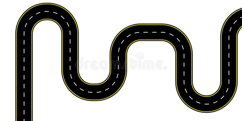 Top View Vector of a Curved Two Lane Highway with Dashed Center Lines ...