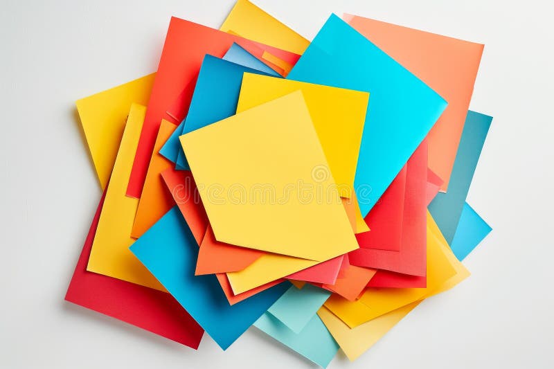Colorful Assorted Paper Sheets on White Background Stock Illustration ...