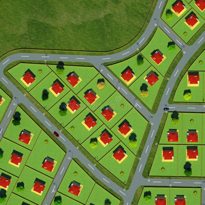 Top view of the village stock illustration. Illustration of house ...