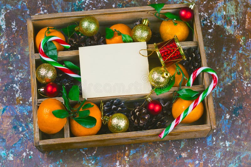 Vintage Wooden Box with Christmas Decorations Stock Photo - Image of ...