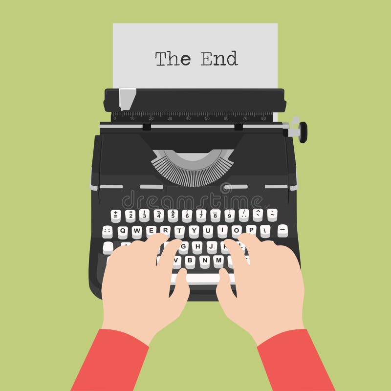 Top View of Vintage Typewriter with Blank Paper Sheet with Male Hands ...