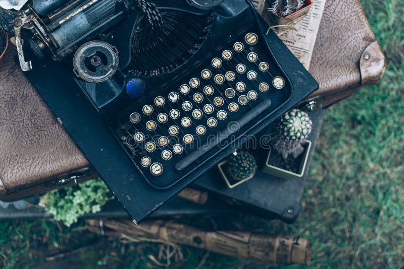 Top View Vintage Typewriter Stock Image - Image of classic, metal ...
