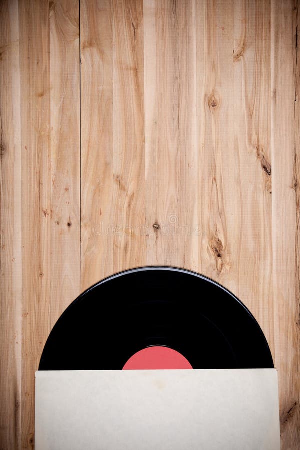 Top View of Vinyl Record Over Wooden Table. Stock Image - Image of ...