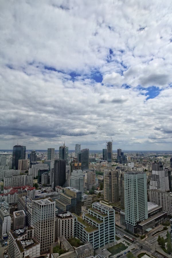 Upper View of the Warsaw Center in Poland Stock Image - Image of clouds ...