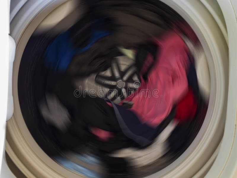 Top Loading Washing Machine Washes Laundry. Internal View of a Washing ...