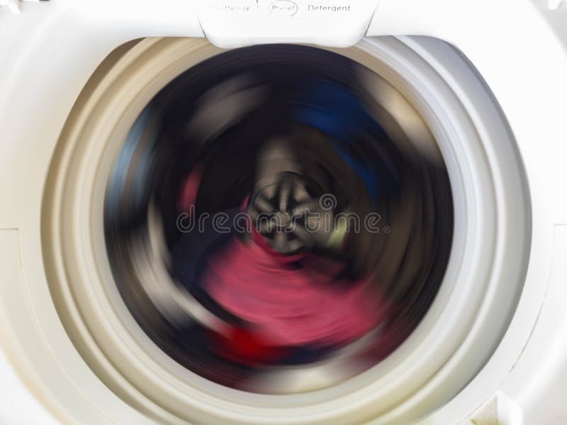 Top View of a Washing Machine Drum during Spinning Clothes. Stock Image ...