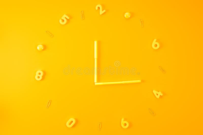 Top View of Watch Made of Markers Plastic Digits and Paper Clips Stock ...