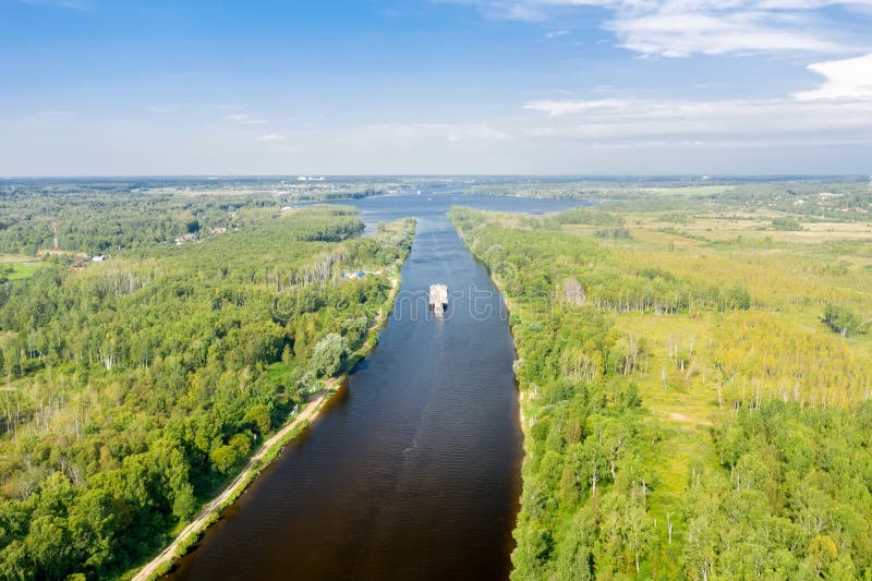Big Ship in the Middle of the Channel Stock Photo - Image of ...