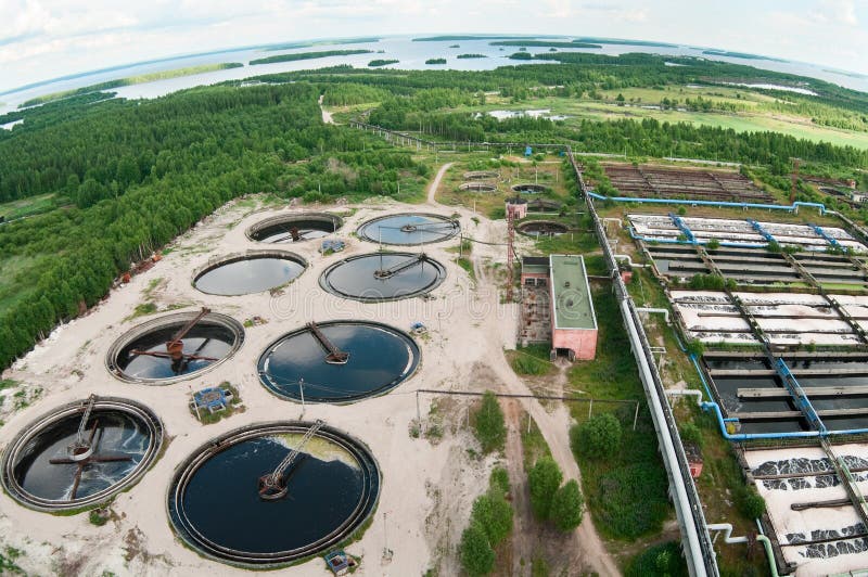 Top View of Water Recycling Sewage Station Stock Image - Image of ...