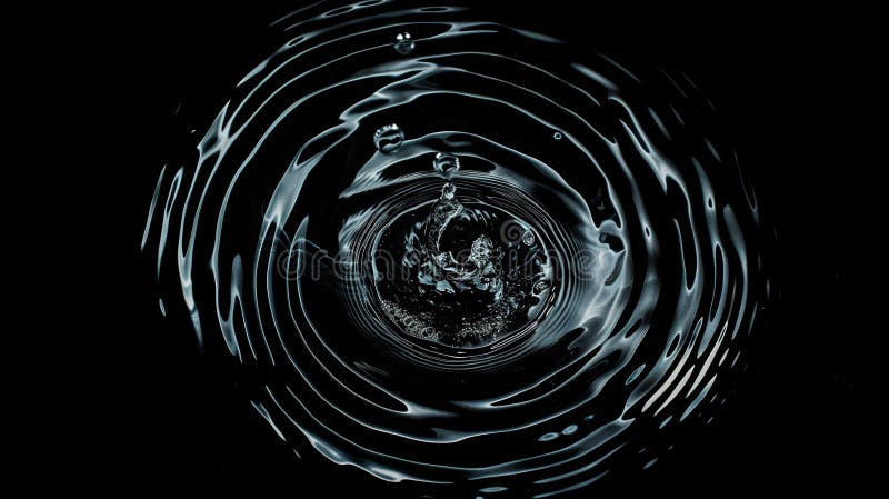 Top View of Water Ripple, a Drop of Water on Black Background, Flat Lay ...