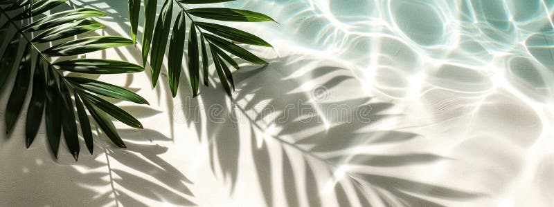 Top View of Water Surface with Tropical Leaf Shadow Stock Photo - Image ...
