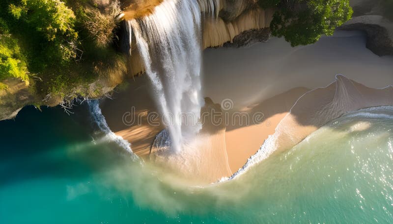 Top View of the Waterfall in the Nature Stock Illustration ...