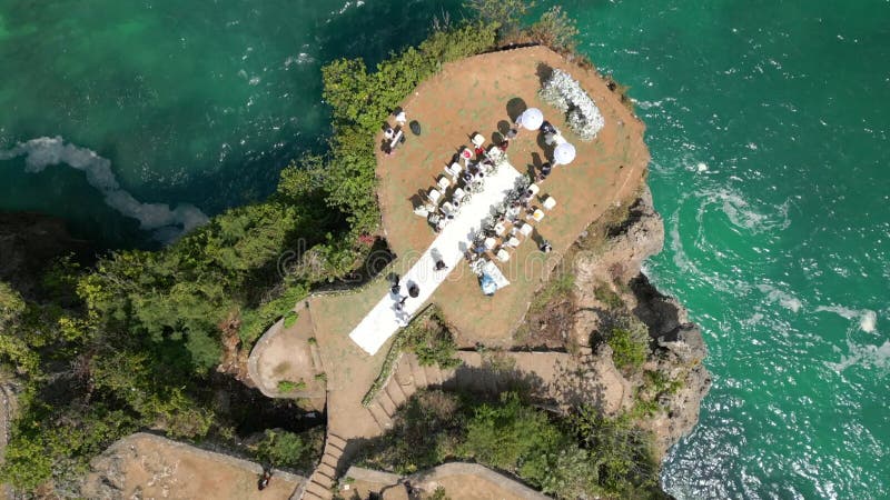 Top View of Wedding Ceremony on the Cliff by the Ocean in Bali ...
