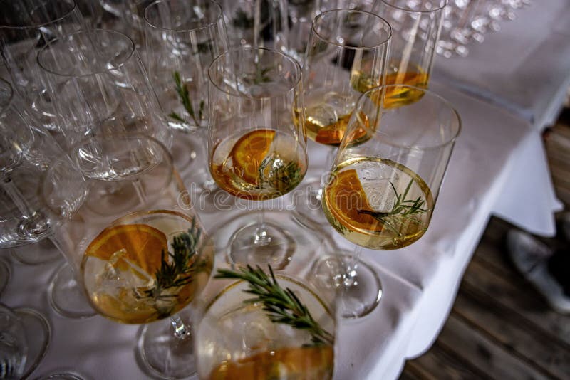 Top View of a Wedding Table with Cocktails Stock Photo - Image of ...