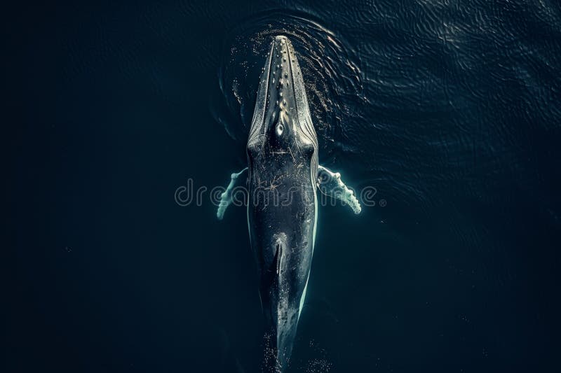 Top View of a Whale Swimming on the Sea Stock Photo - Image of deep ...