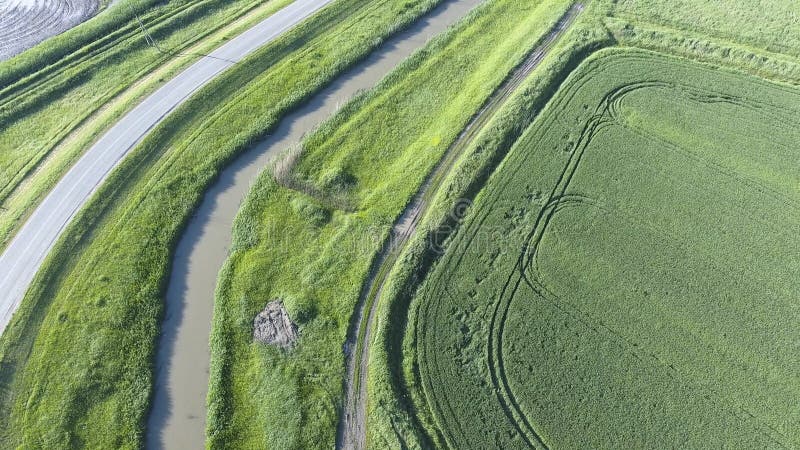 The Top View of the Wheat Field and the Channel of the Irrigation ...