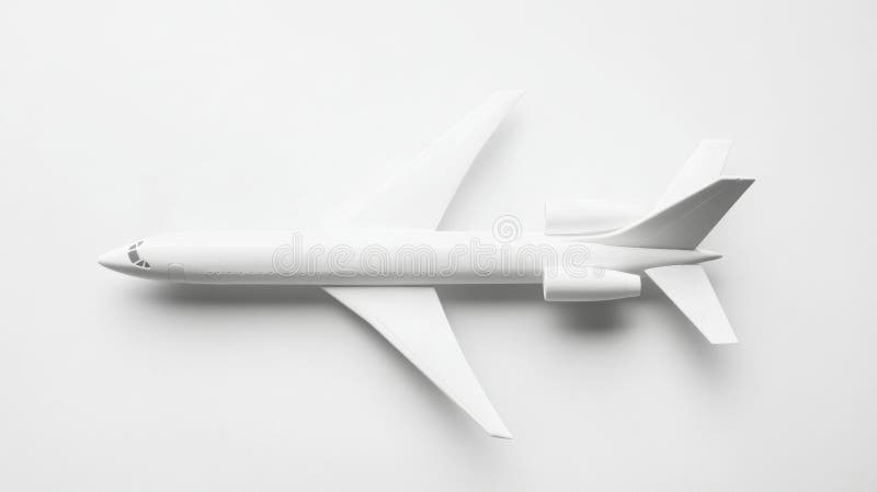 Top View of White Airplane Model on Pristine White Surface for ...