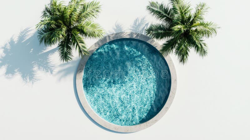 The Top View of a White-backdropped Round Swimming Pool. Stock Photo ...