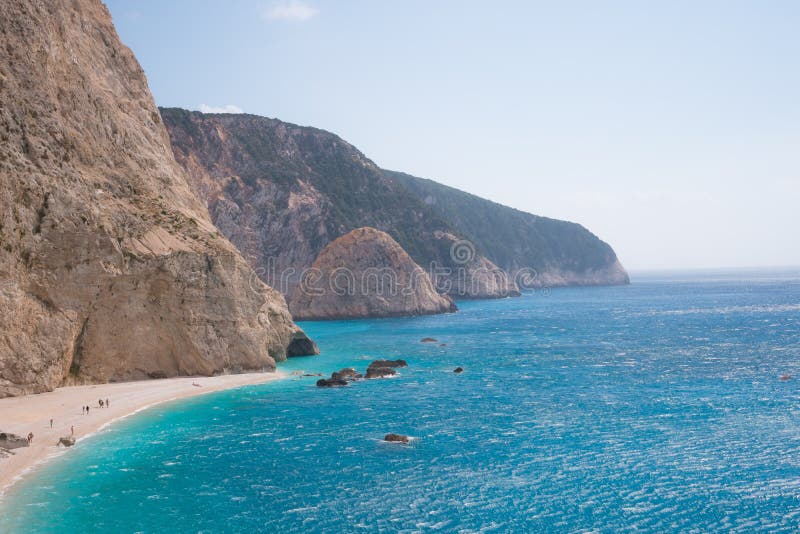 Top View of Blue Ocean with White Rocks Stock Photo - Image of summer ...