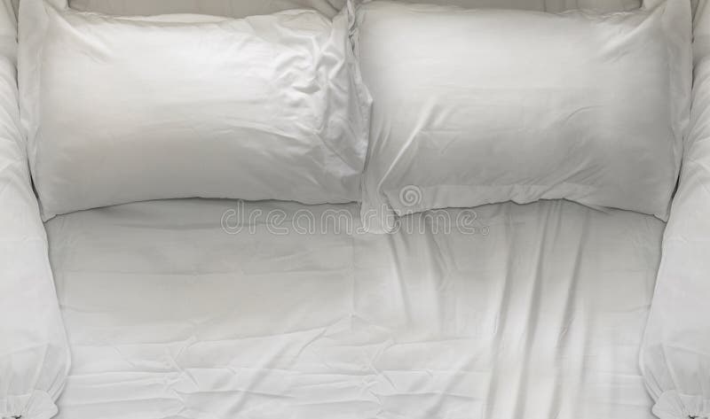 Top View of White Bedding Sheets and Pillow in Bed Room, Messy Bed ...