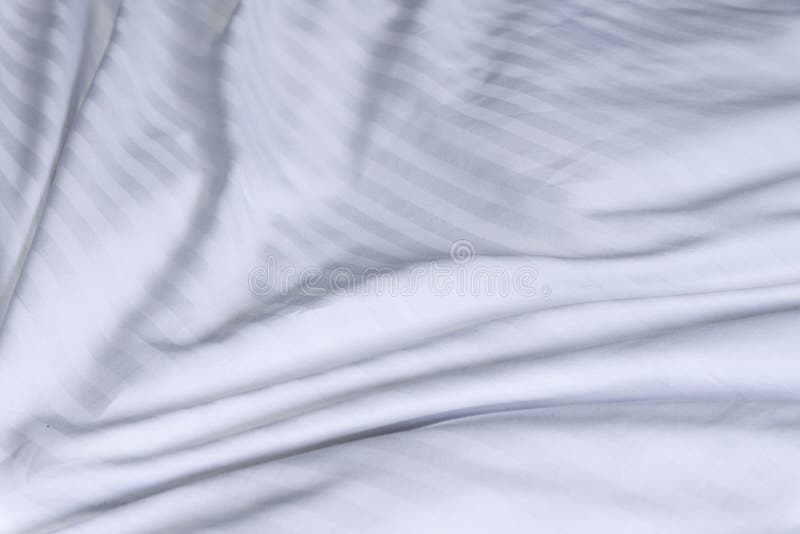 Top View of White Bedding Striped Textile, Elegant Textile on Be Stock ...