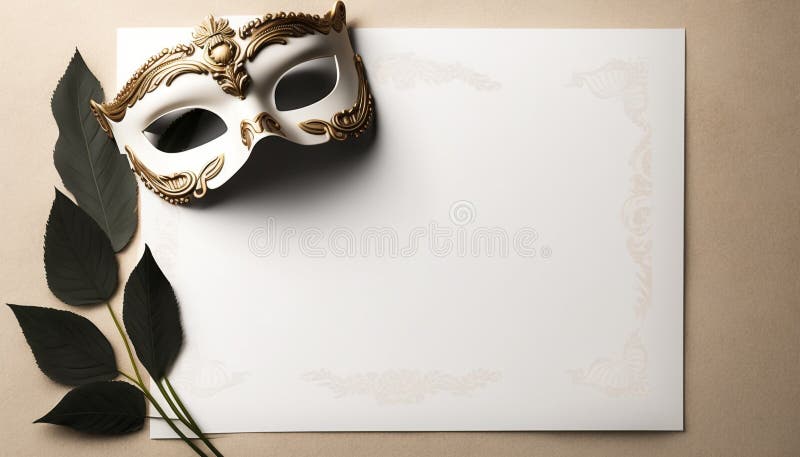 Top - View of White Blank Page with a Theatre Mask on the Side Stock ...