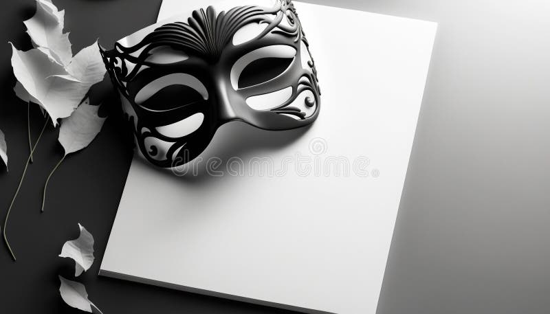 Top - View of White Blank Page with a Theatre Mask on the Side Stock ...