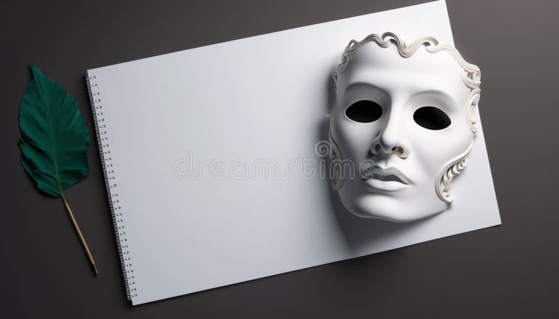 Top - View of White Blank Page with a Theatre Mask on the Side Stock ...